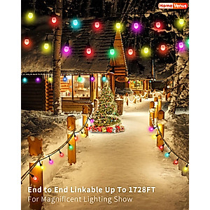 HVS Smart Outdoor String Lights LED 72Ft (2 packs of 36ft) Color Changing RGBW Patio String Lights Infinite Connectable APP Control 2.4GHz WiFi Waterproof 36 Acrylic Work with Alexa Google for Outside