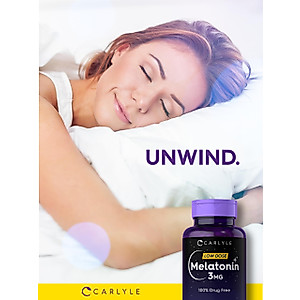 Carlyle Melatonin 3mg | 300 Tablets | Low Dose | Drug Free | Vegetarian, Non-GMO, Gluten Free