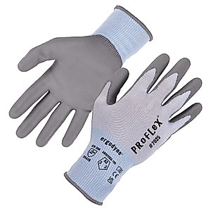 Ergodyne ProFlex 7025 Cut Resistant Work Gloves, ANSI A2, PU Coated Palms for Flexible No Slip Grip, Abrasion Resistant, Superior Fit and Feel, 18g, Blue, Small