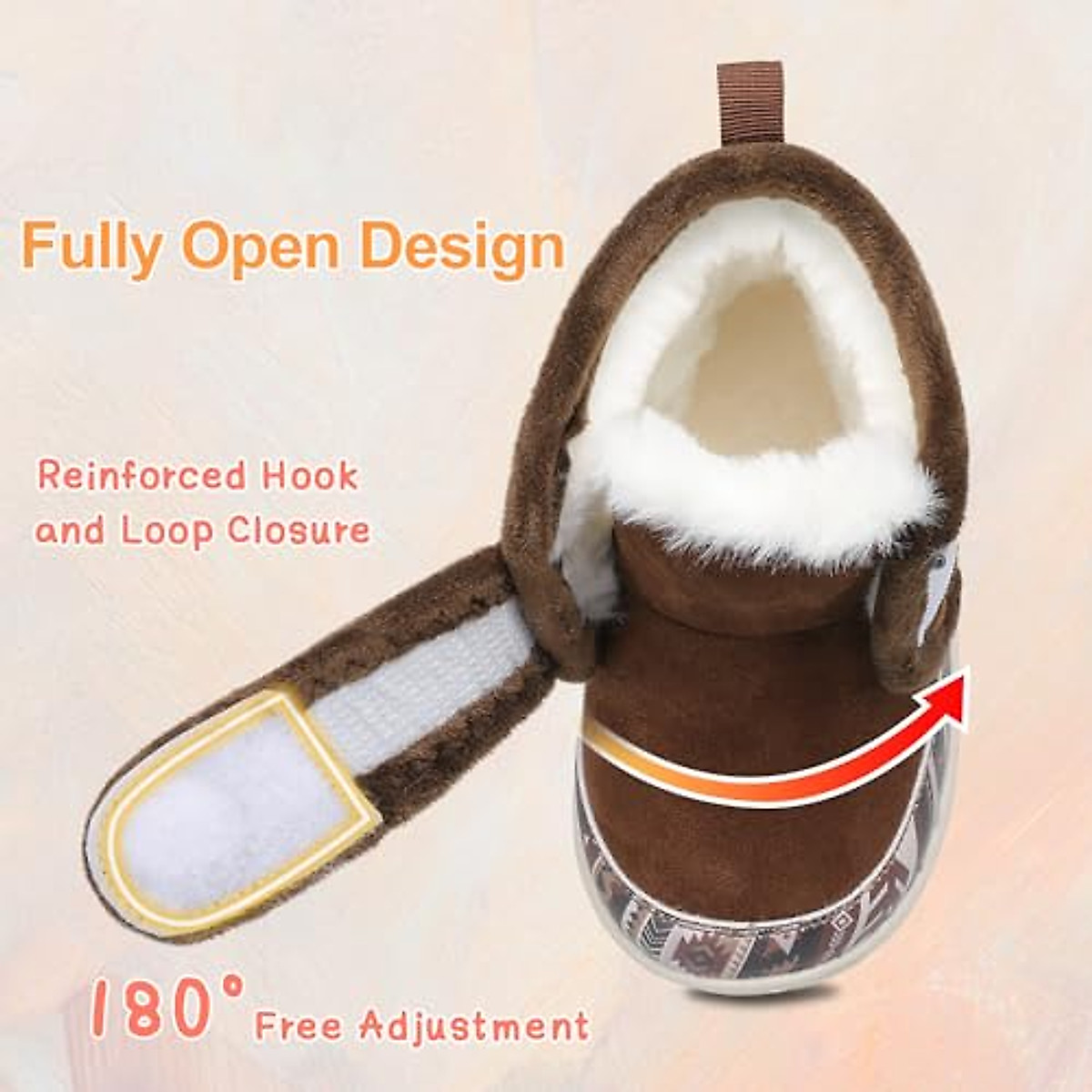 Scurtain Hard Bottom Baby Shoes Girl Winter Brown Boots Boy House Sock Shoes Fuzzy Winter Bedroom Slippers 16-24 Months