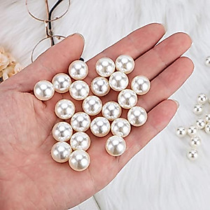 200pcs Art Faux Pearls Undrilled Faux Pearls No Hole Imitation Round Pearls Beads Loose Pearls Decorative Bulk Filler Beads for Jewelry Making, Crafts DIY, Table Scatter, Home Decoration (Ivory 14MM)