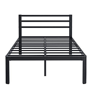 Woozuro California King Bed Frames with Headboard, 18 Inch Heavy Duty Metal Platform Bed Frame with Round-Corner Leg, No Box-Spring Needed, Non-Slip Mattress Foundation, Noise Free, Easy Assembly