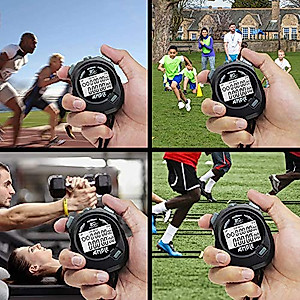 Stopwatch, Amble Countdown Timer and Stopwatch Record 20 Memories Lap Split Time with Tally Counter and Calendar Clock with Alarm for Sports Coaches and Referees