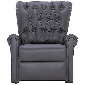 YPWRENH Sofa Chair Leisure Chair Reclining Chair Gray Faux Leather for Living Room, Dining Room, Conference Room, Waiting Room