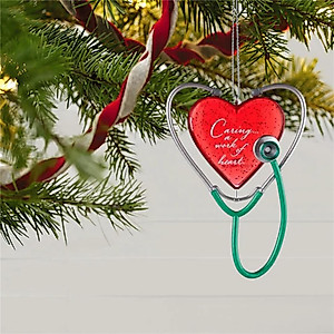 Hlsicnalm 2PCS Heart Pendant Decoration, Heart Stethoscope Caring, Heart Stethoscope Decoration Love Christmas Pendant Gift