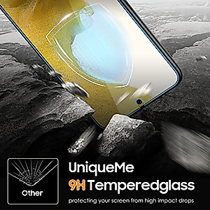 UniqueMe Compatible with Samsung Galaxy S22 5G 6.1 inch Screen Protector Tempered Glass Screen Protector + Camera Lens Protector with Easy Installation Frame, Anti Scratch Bubble Free