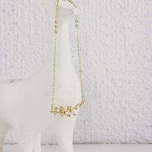 ASCOMY Dainty CZ Olive Leaf Pendant Necklace 14k Gold Plated Delicate Cute Cubic Zirconia Olive Branch Leaf Pendant Simple Jewelry Link Chain Nacklace for Women Personalized