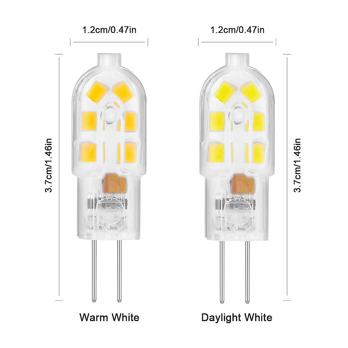 X-Molin Bipin led Bulb 12v G4 Light Bulb, Warm White 3000K 5Pack JC Bi Pin Bulb AC/DC 12v led Bulbs for rv Interior, MR11 G4/GU4/GZ4 T3 Halogen Track Bulb Replacement Landscape Bulbs