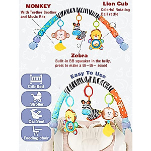 Pau1Hami1ton Baby Stroller Arch Toys, Car Seat Toys,Bouncer Toy Bar/Mobile for Bassinet,Adjustable Baby Hanging Toys Fit for Crib Bed,Stroller,Car Seat, Feeding Chair.S-19(Zebra)