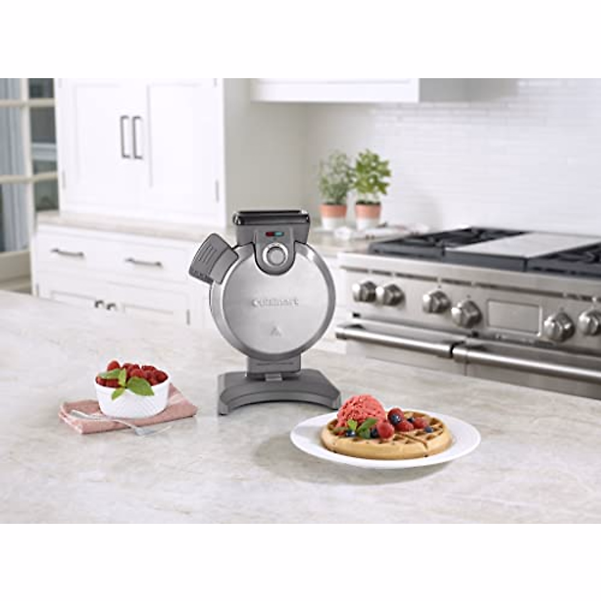 Mini Belgian Waffle Maker by Cuisinart, Vertical Mini Waffle Iron, Silver
