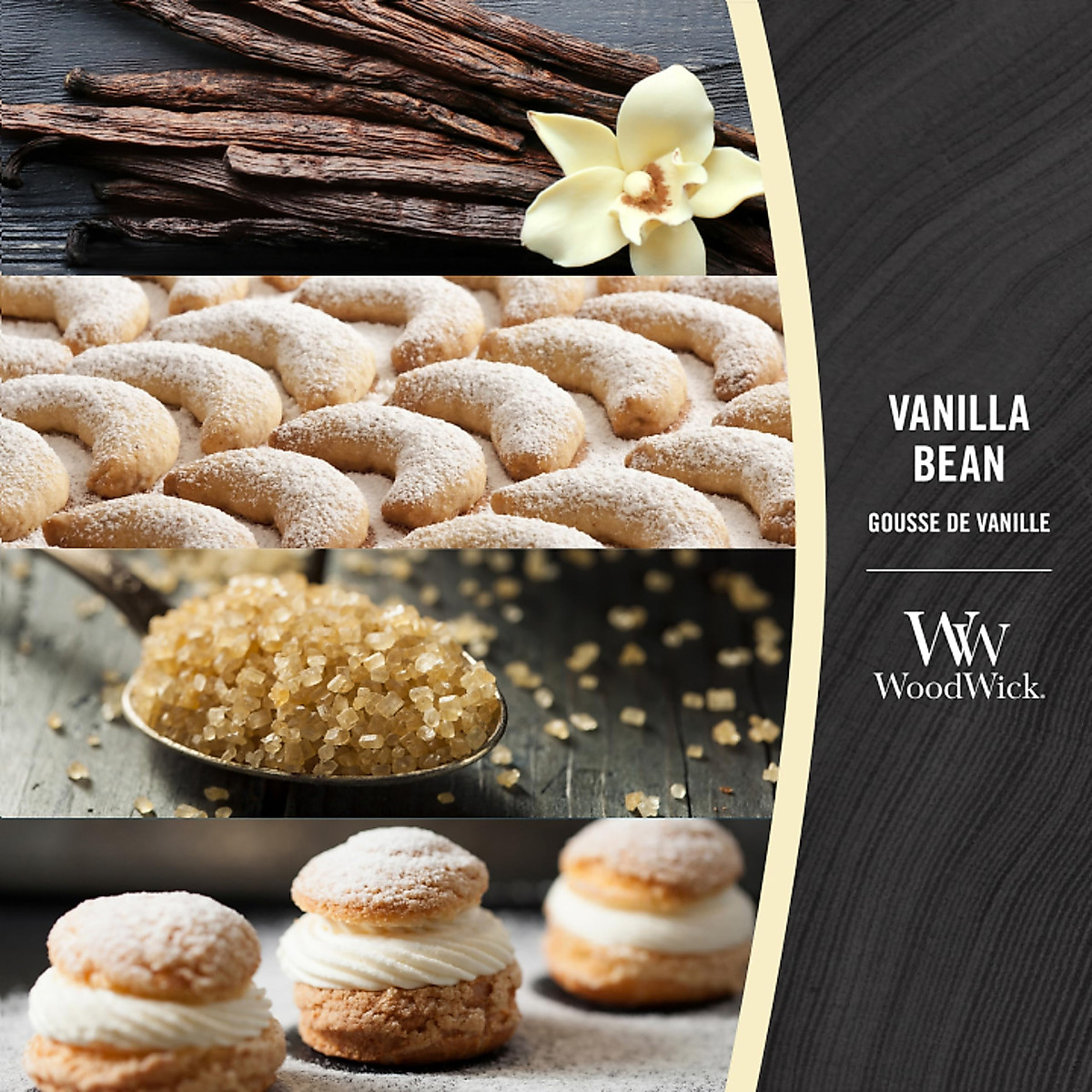 WoodWick Large Hourglass Candle, Vanilla Bean Scent, Crackles as it Burns, Premium Soy Blend Wax, 21oz, Perfect for Gifting