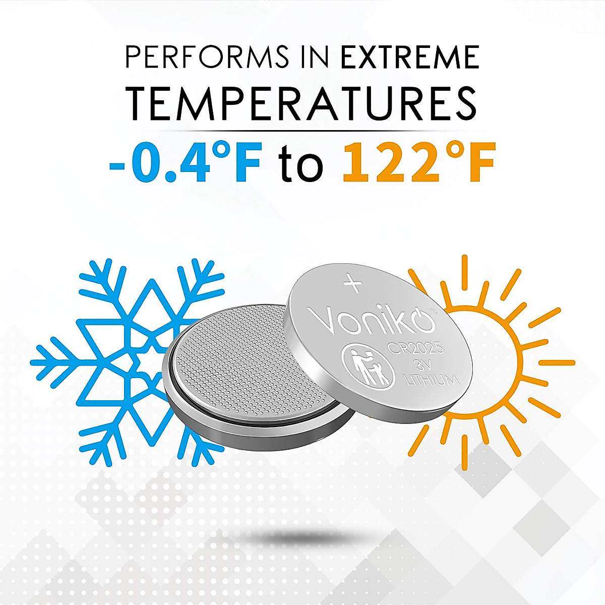 Voniko 3 Volt CR2025 Battery 6 Pack – CR 2025 Button Cell Battery – 2025 Lithium Coin Batteries, 7 Years Shelf Life