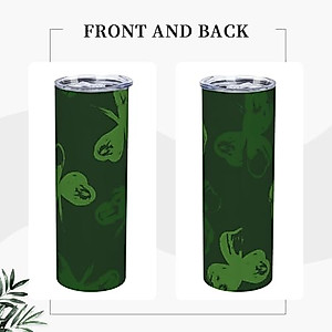 AFHYZY 20 oz Skinny Tumbler Reusable Coffee Travel Mug with Lids and Straws, Insulated Coffee Cups 20oz Stainless Steel Water Bottles Leak Proof for Office - St. Patrick's Day