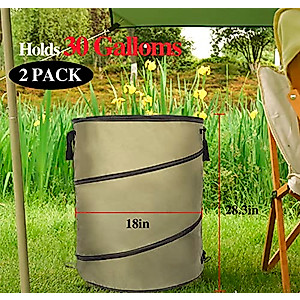Collapsible Lawn and Leaf Bag Pop-Up Trash Can/Recycle Bin Leaf Waste Bag Outdoor Leaf Bin, 30 Gallon Collapsible Garden Bag for Lawn Yard Garden Camping with Handle(2 Pack)
