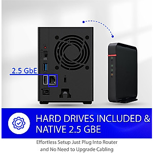 BUFFALO LinkStation 720 4TB 2-Bay Home Office Private Cloud Data Storage with Hard Drives Included/Computer Network Attached Storage/NAS Storage/Network Storage/Media Server/File Server