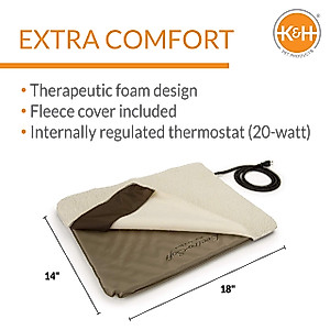 K&H Pet Products Lectro-Soft Outdoor Heated Dog and Cat Bed, Electric Thermostatically Controlled Orthopedic Pet Pad Tan Small 14 X 18 Inches