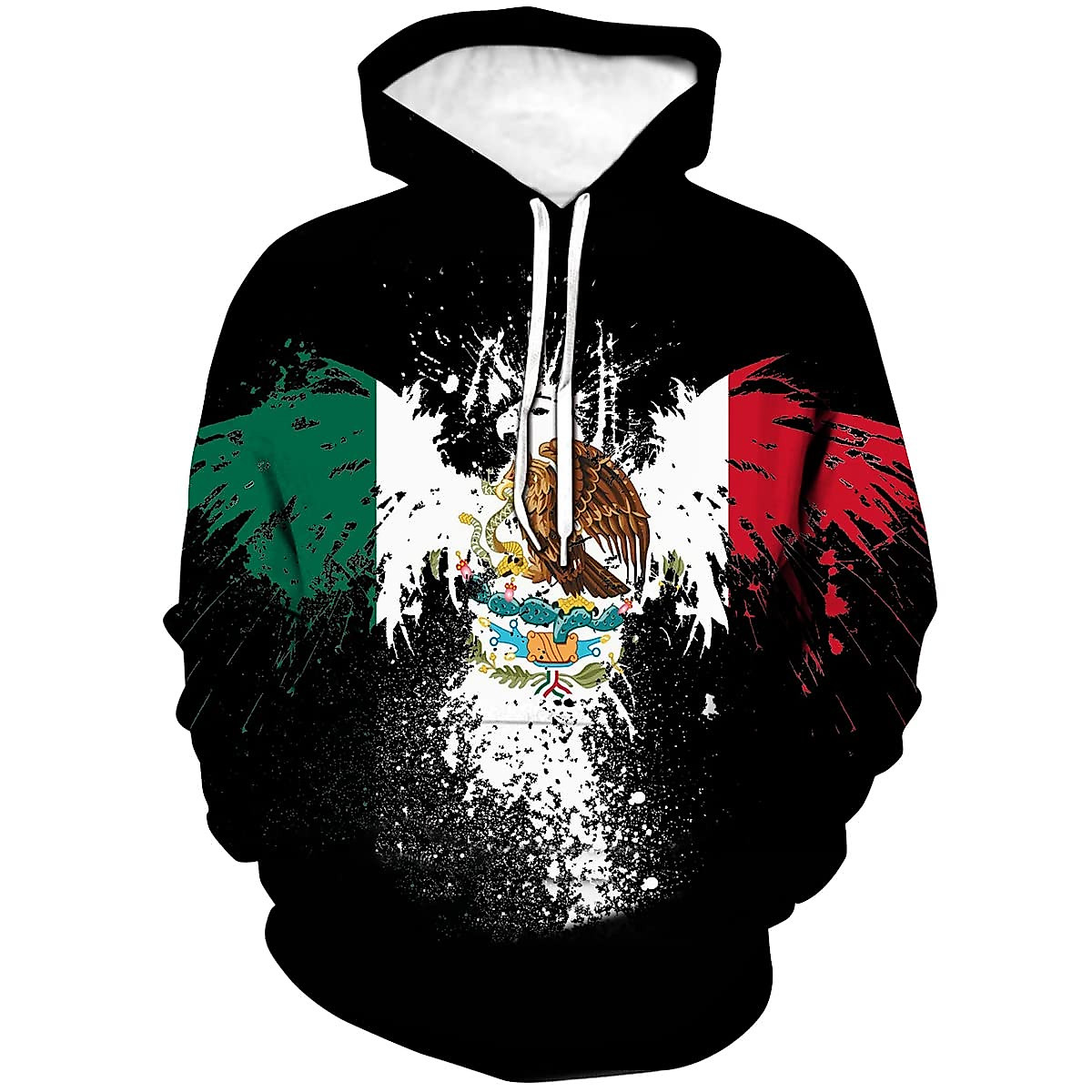 Hisayhe Men Women Long Sleeve Hoodie Sweatshirt Mexico Flag 3D Print Casual Hooded Pullover,Colour2,M