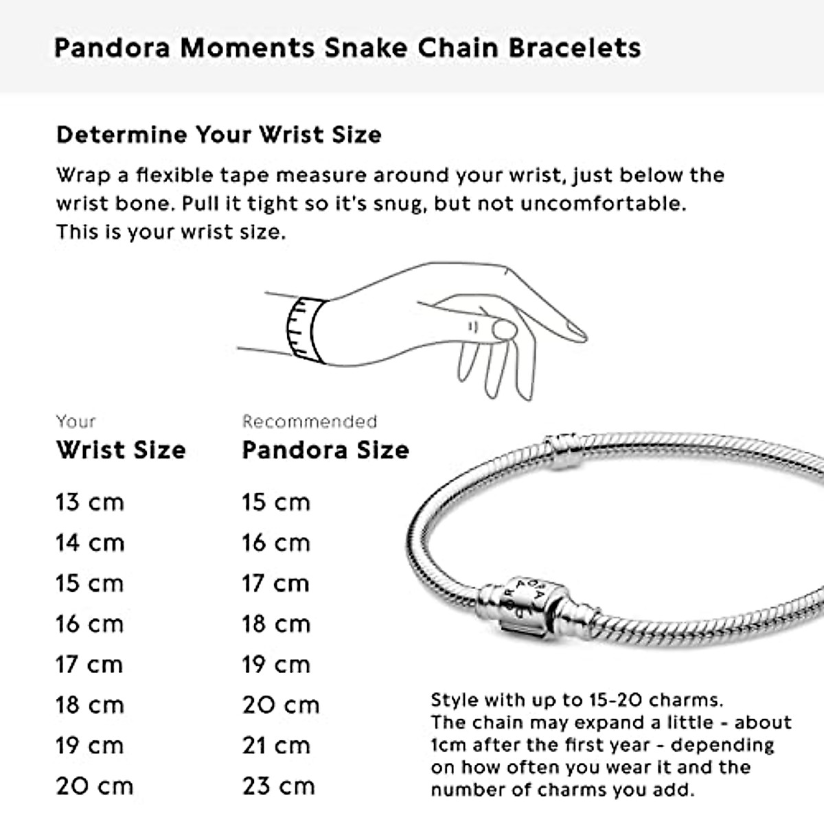 PANDORA Jewelry Moments Barrel Clasp Snake Chain Charm Bracelet for Women - Sterling Silver - 7.5"