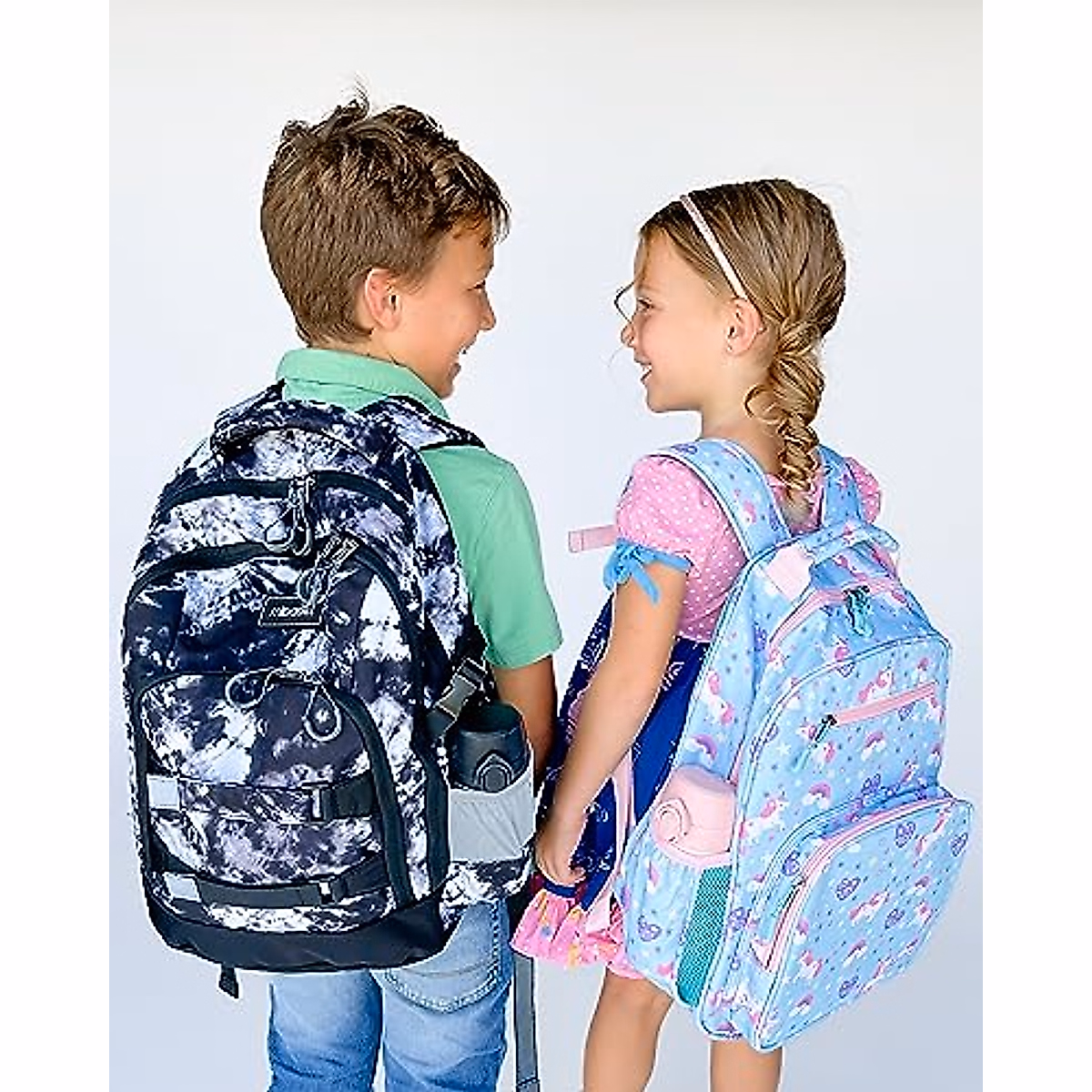 mibasies Kids Backpack Boys, Elementary School Backpack for Boys 17Inch(Marble Black)