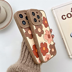 Fashion Oil Painting Flower Phone Case for iPhone 13 Pro Cover Cute Side Frame Design Silicone Protective Cases for Apple iPhone 13 Pro - Brown