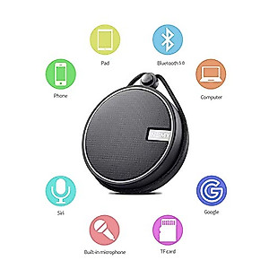 INSMY C12 IPX7 Waterproof Shower Bluetooth Speaker, Portable Wireless Outdoor Speaker with HD Sound, Support TF Card, Suction Cup for Home, Pool, Beach, Boating, Hiking 12H Playtime (Black)