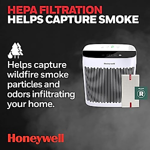 Honeywell InSight HEPA Air Purifier with Air Quality Indicator for Medium-Large Rooms (190 sq ft), White - Wildfire/Smoke, Pollen, Pet Dander, and Dust Air Purifier