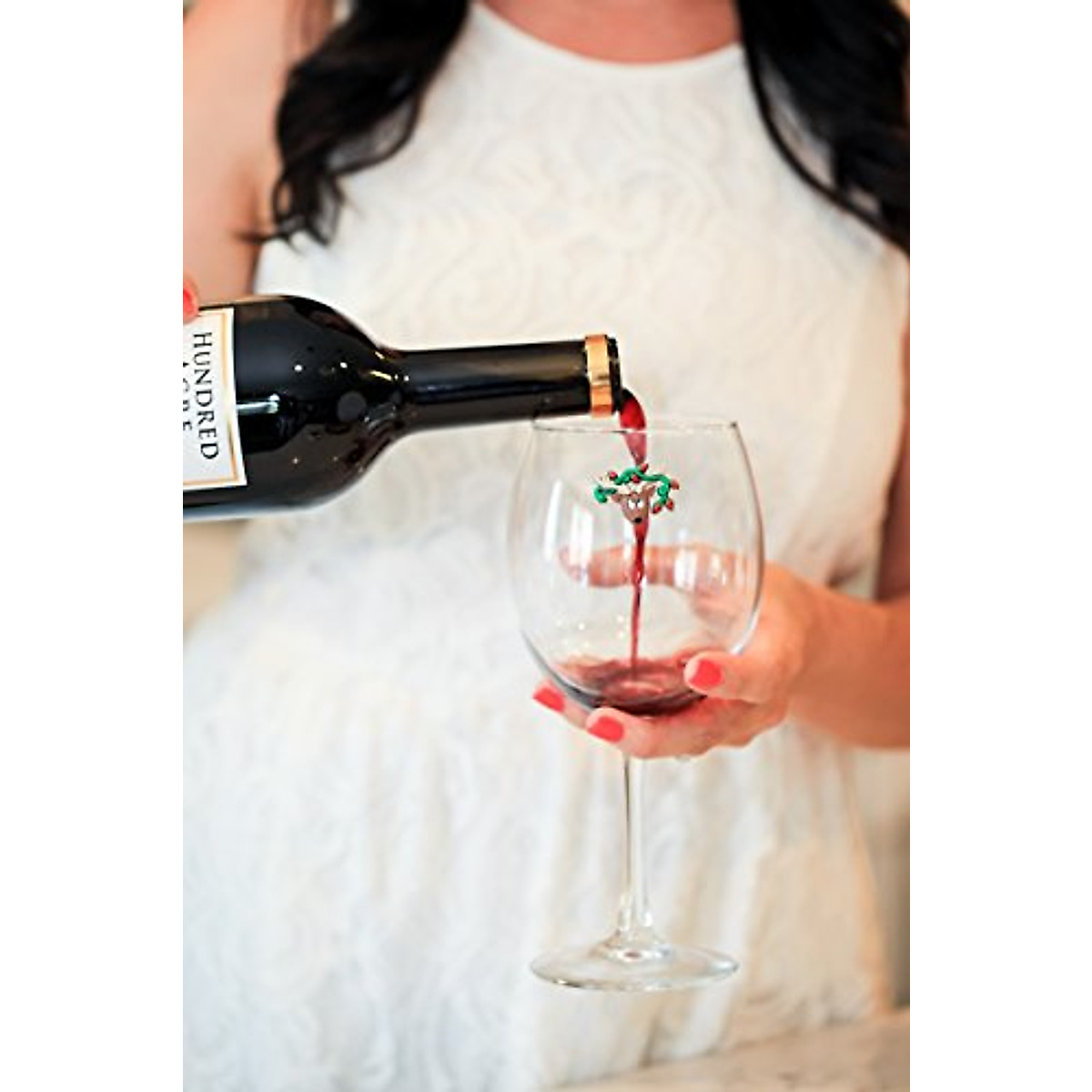 Christmas Holiday Magnetic Wine Glass Charms & Cocktail Markers Set of 12 - Great Christmas Hostess Gift or Stocking Stuffer