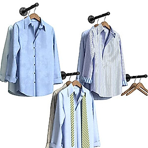 Industrial Pipe Clothes Bar Wall Mounted Rustic Metal Garment Rack Heavy Duty Hanger Holder Laundry Room Boutique Store Clothing Display Black