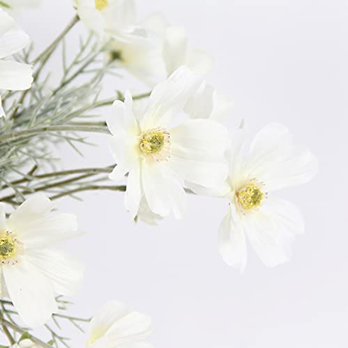 2 Pcs Artificial Fake Flowers Plants Cosmos Silk Flower Arrangements Wedding Bouquets Decorations Plastic Floral Table Centerpieces for Home Kitchen Garden Party Decor Approx 23.6'' High - White