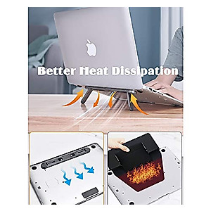 Zupro Portable Laptop Stand,Foldable Adjustable Heights,Invisible Aluminum Lightweight Laptop Keyboard Holder Riser,Ergonomic,Compatible with 10 to17 Inches Notebook Computer.Self-Adhesive.(Black)