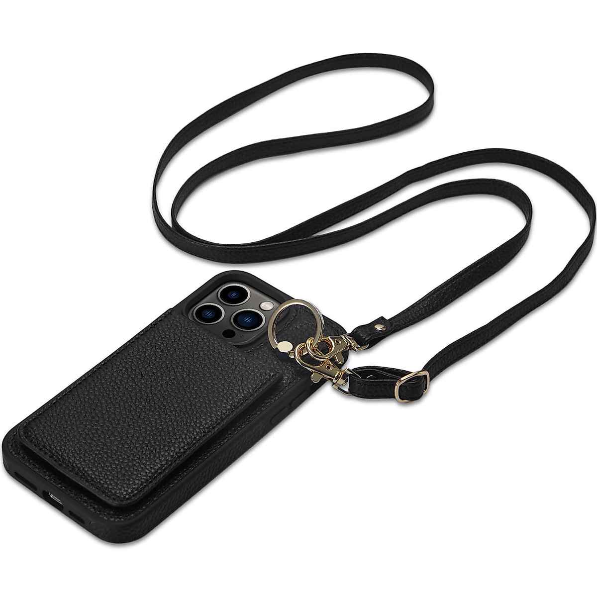 Keallce Case for iPhone 14 Pro 6.1'', Detachable Crossbody Case Wallet with RFID Blocking Card Holder, 360ｰRing Stand, Folio Leather Phone Cover Shoulder Lanyard Strap Lady for iPhone 14 Pro 5G, Black