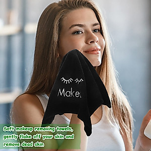 Jadive 20 Pcs Makeup Towels Black 13 x 13 Inches Microfiber Makeup Washcloths Women Makeup Remover Towels Cloth Pads Reusable Face Towels Cleansing Cloth Absorbent Wash Cloth (Cute Style)