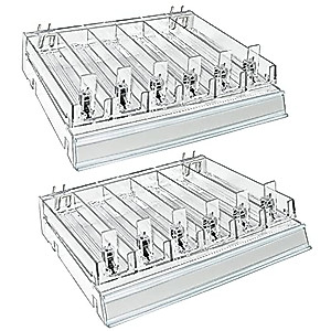 Azar Displays 225830-6COMP-CLR 6 Compartment Divider Bin Cosmetic Tray with Pushers - 6 Slots per Tray, 2-Pack, Clear