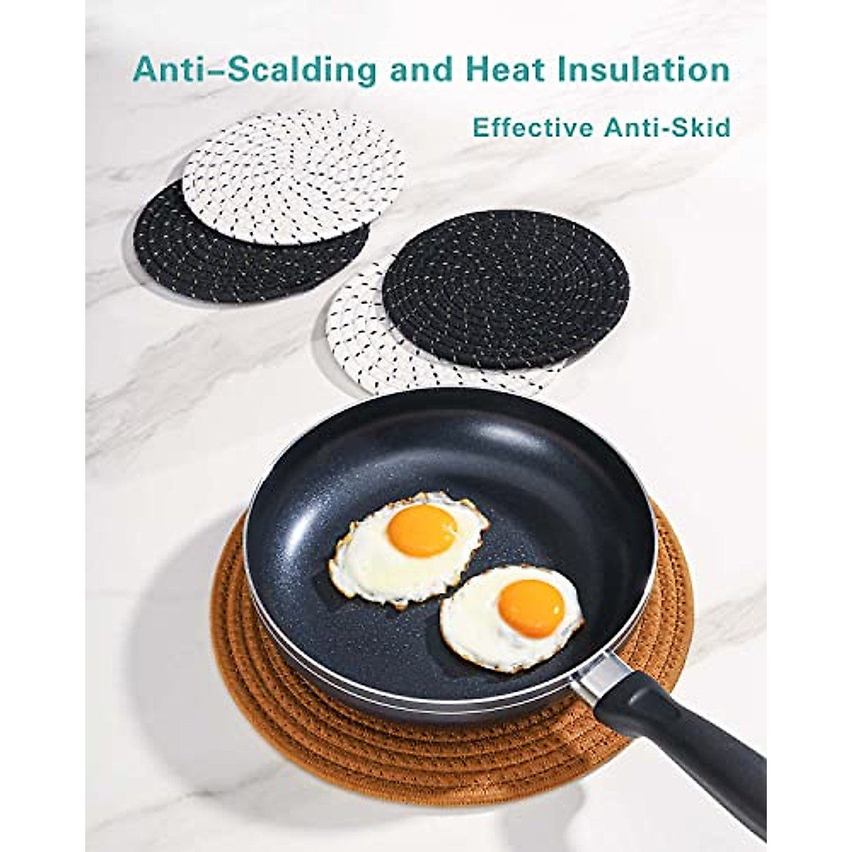 Trivet Hot Pot Holders Pads: Humbson 5 Pcs Trivets for Hot Dishes - Hot Pot Holder - Cotton Woven Hot Mat - Pot Coasters for Kitchen - 1 Pcs 11.8 inches - 4 Pcs 7 inches