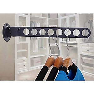 Alise YJ8000-B Clothing Multiple Hook Wardrobe Organizer Wall Mounted Clothes Bar-Hanger Holder Organizer,Stainless Steel Matte Black