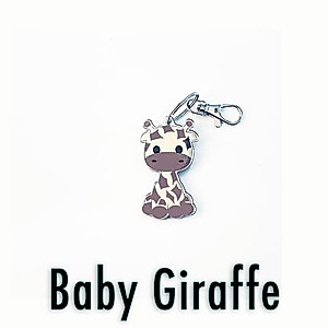 The Acrylic Place Baby Giraffe Keychain - Charm for Purse Diaper Bag Tote Bag Kids Backpack Keychain (Backpack Size)