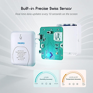 INKBIRD WiFi Thermometer Hygrometer, Indoor Temperature Sensor IBS-TH3-PLUS with Electronic Display, Humidity Monitor with App Alert 1 Year Data Storage Export, Digital Remote Monitor for Room