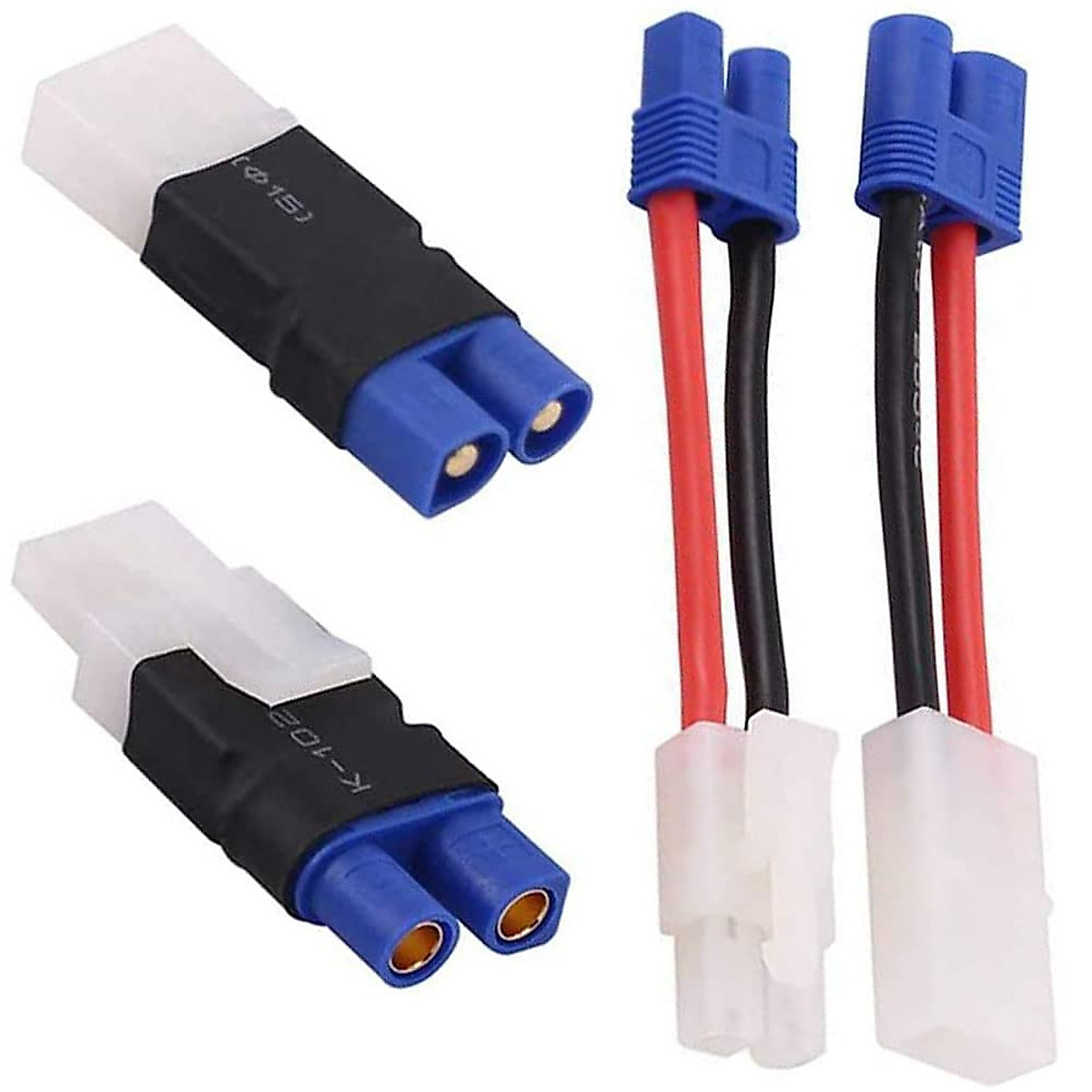 2Pairs EC3 to Tamiya Connector Female Male Adapter with 14AWG 5CM Gauge Wire RC Lipo Battery Connectors Converter Adapter
