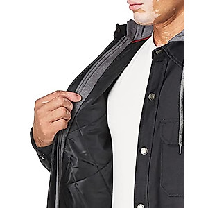 Dickies mens Fleece Hooded Duck Shirt Jacket With Hydroshield Work Utility Outerwear, Black, X-Large US