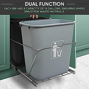 Kitchenflex Cabinet Trash Can Pull Out Kit-Bin Not Included| Space-Saving Cabinet Solution with Easy Installation | Efficient Waste Management| Pull Out Garbage Can for Kitchen Cabinet