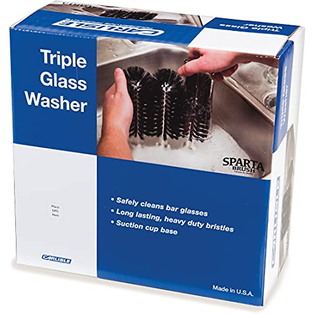 SPARTA 4046103 Plastic Glass Washer, Scrub Brush With Soft Bristles, 8 Inches, Black