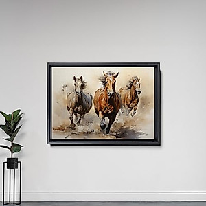 Majestic Black Stallion Galloping In The Clouds, Black Horse On Salt Flats, Canvas Print, Black Horse Print, Black Horse Wall Art