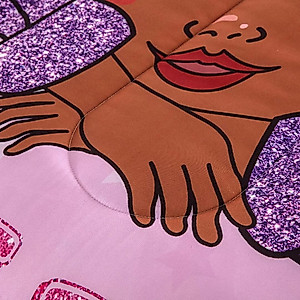 GRAT TIOC Cute Black Girl Comforter Set Twin,Black Girl Magic Bedding Set,African American Girl Comforter Set,Afro Black Melanin Bed Set Princess Bedroom Decor