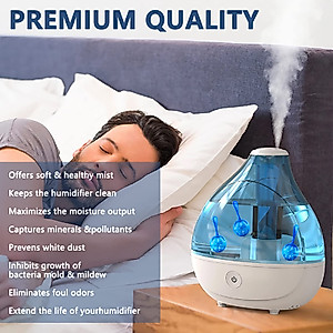 Humidifier Tank Cleaner, Raipoment Demineralization Cleaning Ball, Compatible with Mist Humidifiers, Fish Tank, Purifies Water, Prevents Hard Water Build-Up，Eliminates White Dust and Odor, 10pcs