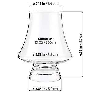 LUXBE - Bourbon Whisky Crystal Glass Snifter, Set of 4 - Narrow Rim Tasting Glasses - Handcrafted - Good for Cognac Brandy Scotch - 9-ounce/260ml