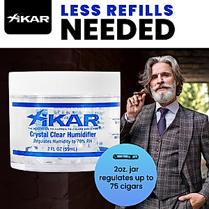 XIKAR Crystal Gel Humidifier Jar for Cigar Humidors, 2oz - Reusable Crystals for Premium Cigar Humidification - Regulates 70% Relative Humidity and Lasts up to 90 Days, Ideal for 75 Cigars