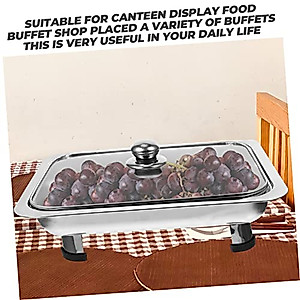 Garneck Steel Buffet Metal Serving Tray Dish Rack Tray Stainless Steel Sheet Pan Salad Platter Chafing Warmers Chafing Dish Inserts Buffet Party Metal Tray Canteen Tray Buffet Snack Tray