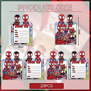GYSIXGAOSU 20Pcs Spidey and His Amazing Friends Birthday Party Invitations Spidey and His Amazing Friends Party Decoration,Spidey and His Amazing Friends Party Supplies for Kids