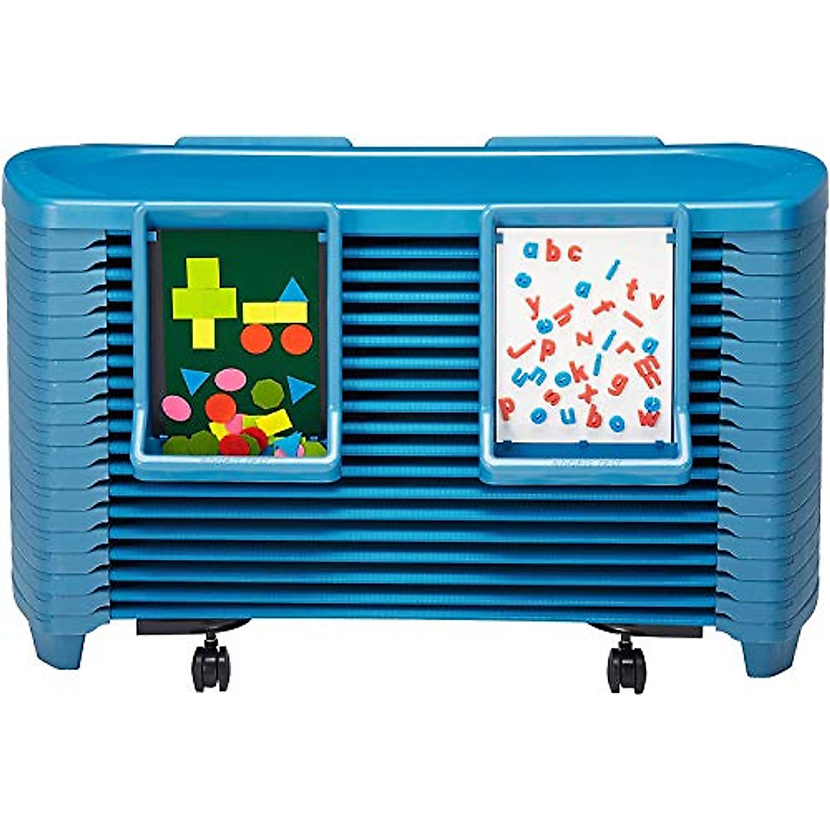 Children's Factory Angeles SpaceLine Activity Center and Set of 20 Toddler Nap Cots, Ocean, AFB5732OB, Kids Portable Sleeping Daycare, Nursery or Preschool Rest Cots,Ocean Blue