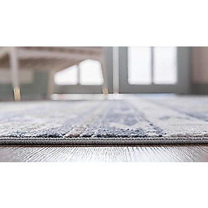 Rugs.com Oregon Collection Rug – 7 Ft Round Navy Blue Low-Pile Rug Perfect for Kitchens, Dining Rooms